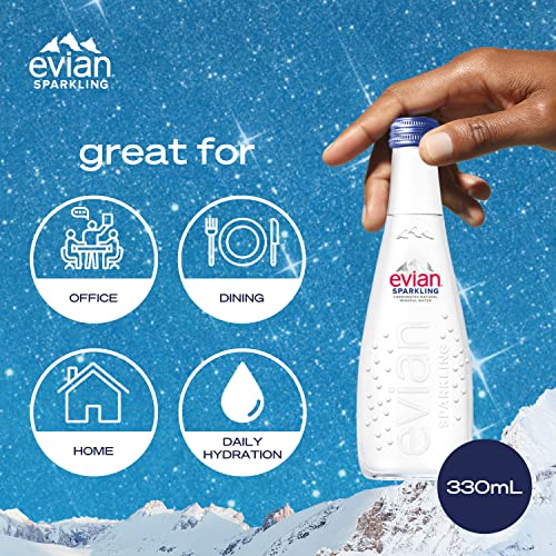 evian Sparkling Carbonated Natural Mineral Water 330ml Glass Bottle – ARMBH